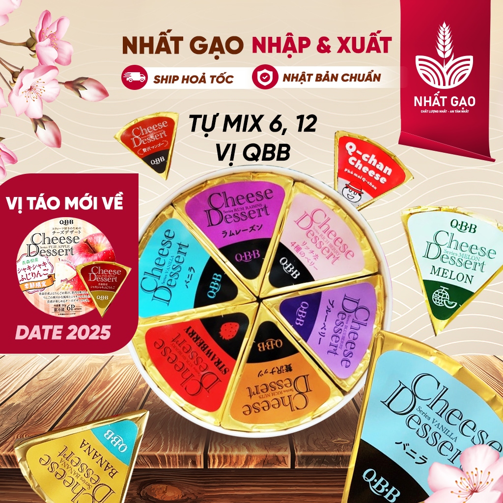 Phô mai QBB Nhật Bản TỰ CHỌN MIX Đủ vị 6,12 VỊ TRÁI CÂY pho mai hoa quả bé ăn dặm đồ ăn nhẹ cho ...