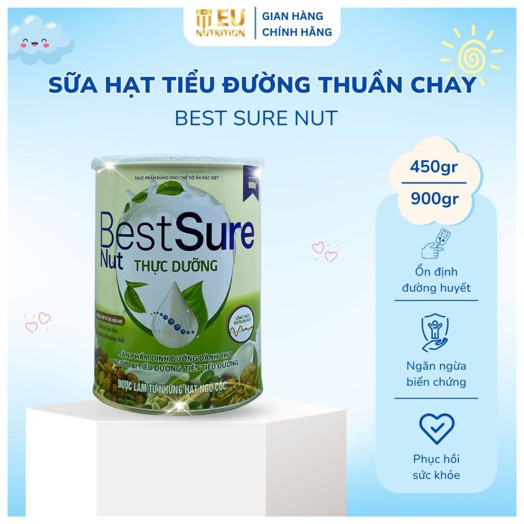Sữa hạt tiểu đường thuần chay Best sure Nut 450g/900g giúp ổn định đường huyết | Shopee Việt Nam