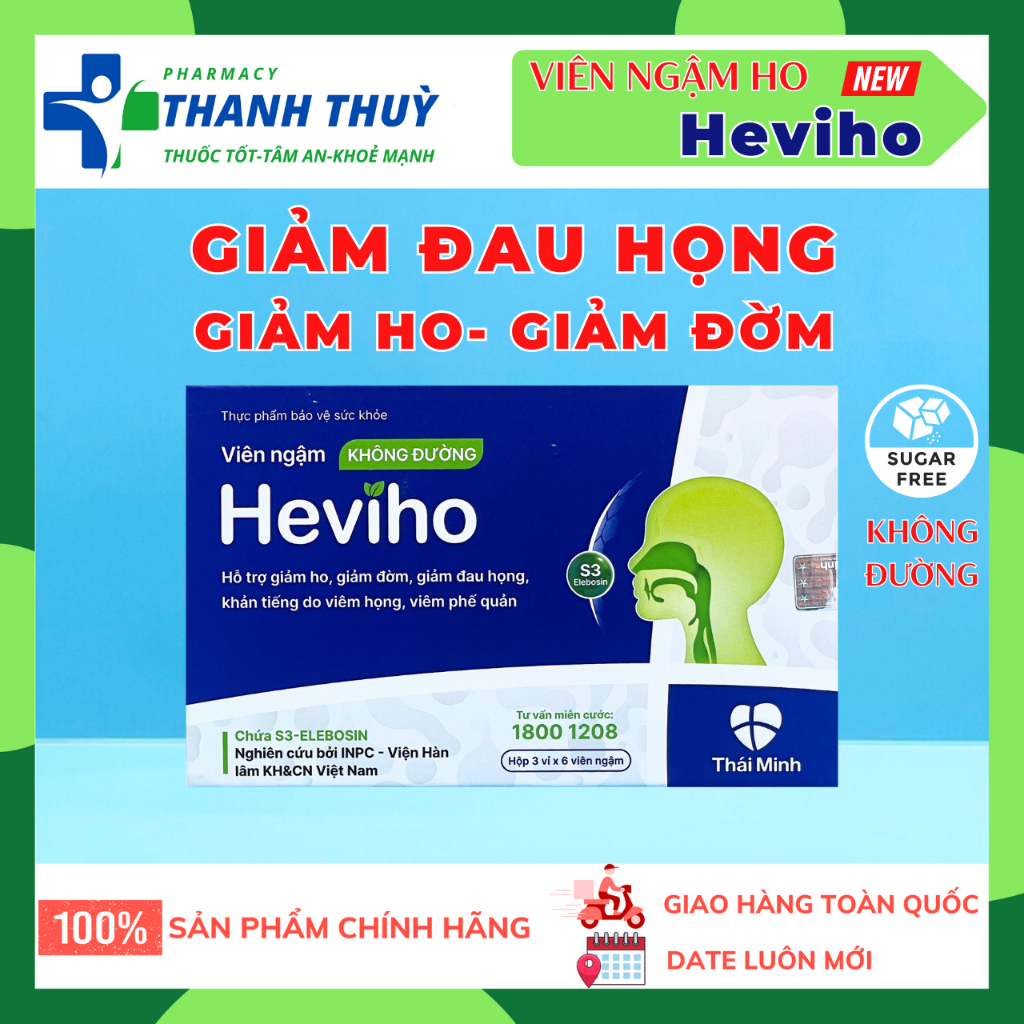 Kẹo Ngậm Ho HEVIHO, Giúp Giảm Ho, Long Đờm, Giảm Đau Họng, Khản Tiếng ...