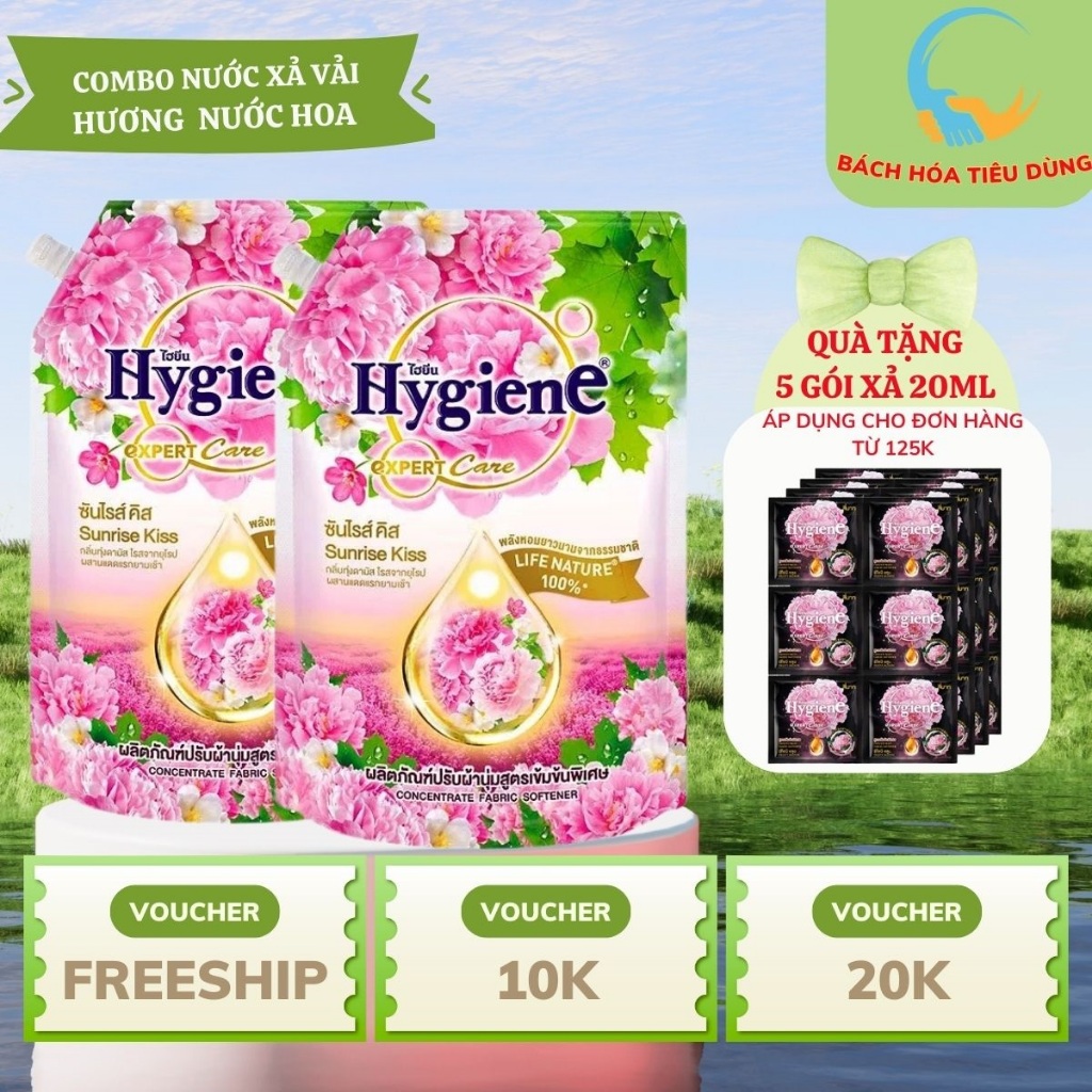 COMBO 2 Túi Nước Xả Vải Hygiene Thái Lan Hương Hoa Hồng - Túi Hồng 1150ML | Shopee Việt Nam