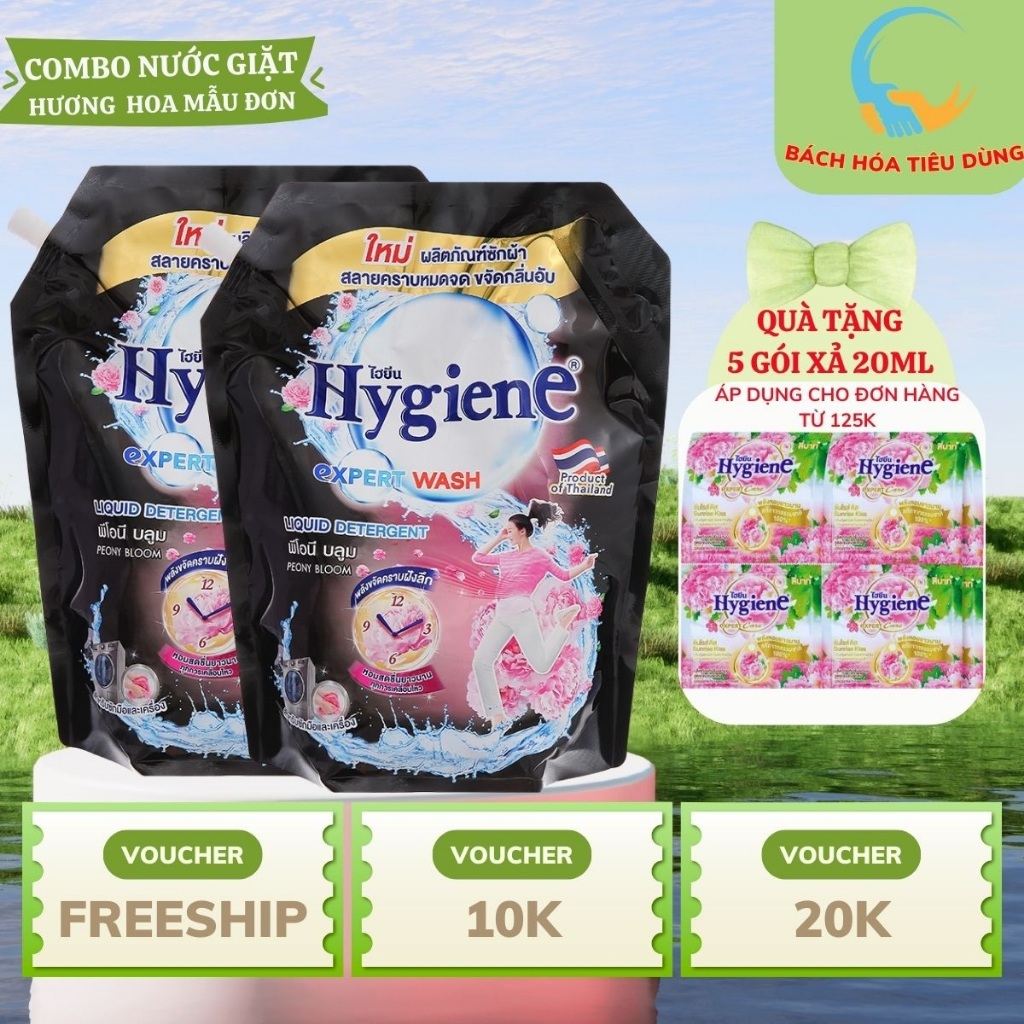 COMBO 2 Túi Nước Giặt Xả Hygiene Expert Wash Thái Lan Hương Hoa Mẫu Đơn - Thể Tích 1800ML ...