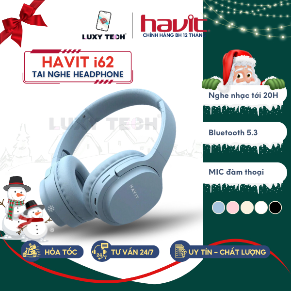 【Hỏa Tốc HCM】Tai Nghe Bluetooth Headphone HAVIT i62, Driver 40mm, BT 5.3, Nghe Đến 20H, Gập Gọn ...