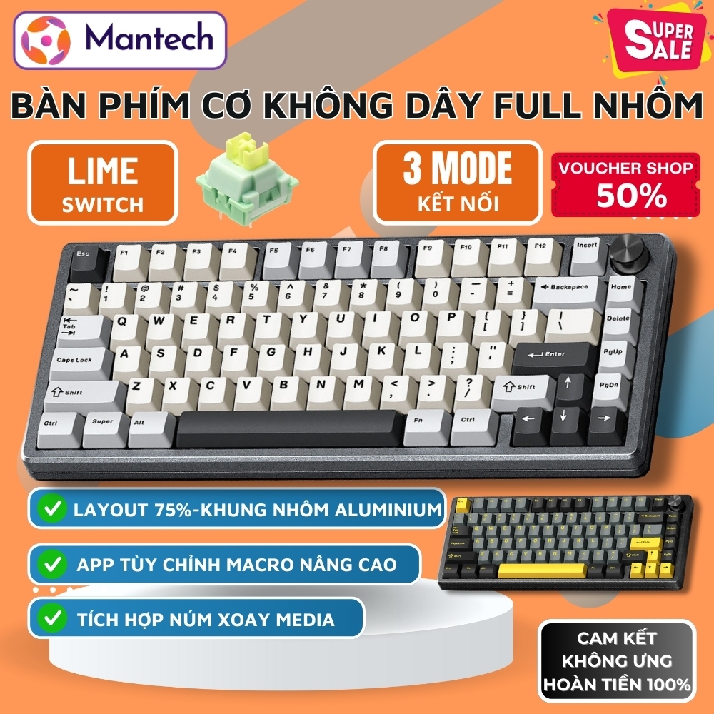 Bàn Phím Cơ Không Dây Dark Alien R83 Thiết Kế Layout 75% Khung FULL ...