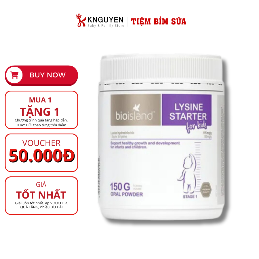 Bột Lysine Bio Island Lysine Úc cho bé | Shopee Việt Nam