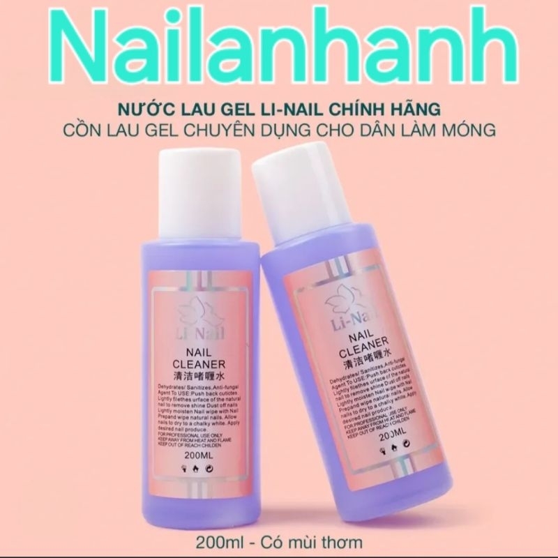 Nước lau gel Li-Nail hàng chuẩn 200ml,cồn lau gel thơm làm sạch móng ...