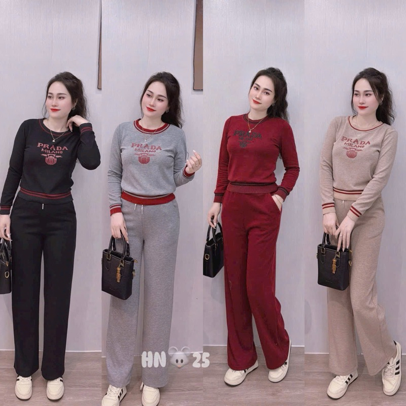 bộ len tăm pada quần xuông tay áo dài nữ 40-65kg | Shopee Việt Nam