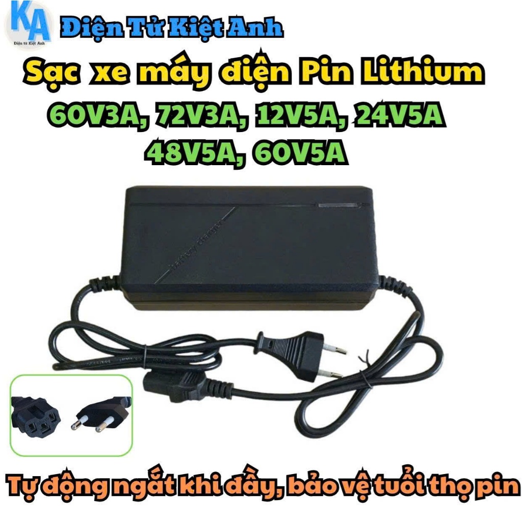 Sạc xe máy điện Pin Lithium 60V3A, 72V3A, 12V5A, 24V5A, 48V5A, 60V5A | Shopee Việt Nam