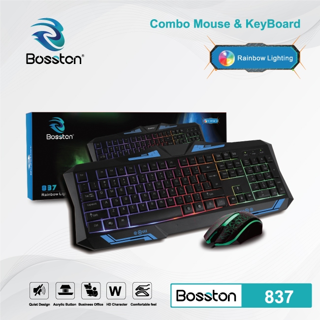 Combo Bàn Phím + Chuột Bosston 837 Đèn Led 7 Màu | Shopee Việt Nam