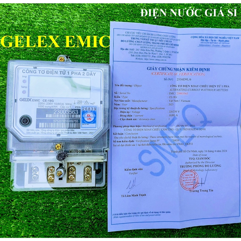 Đồng hồ điện tử công tơ điện tử 1 pha GELEX EMIC có giấy kiểm định TP ...