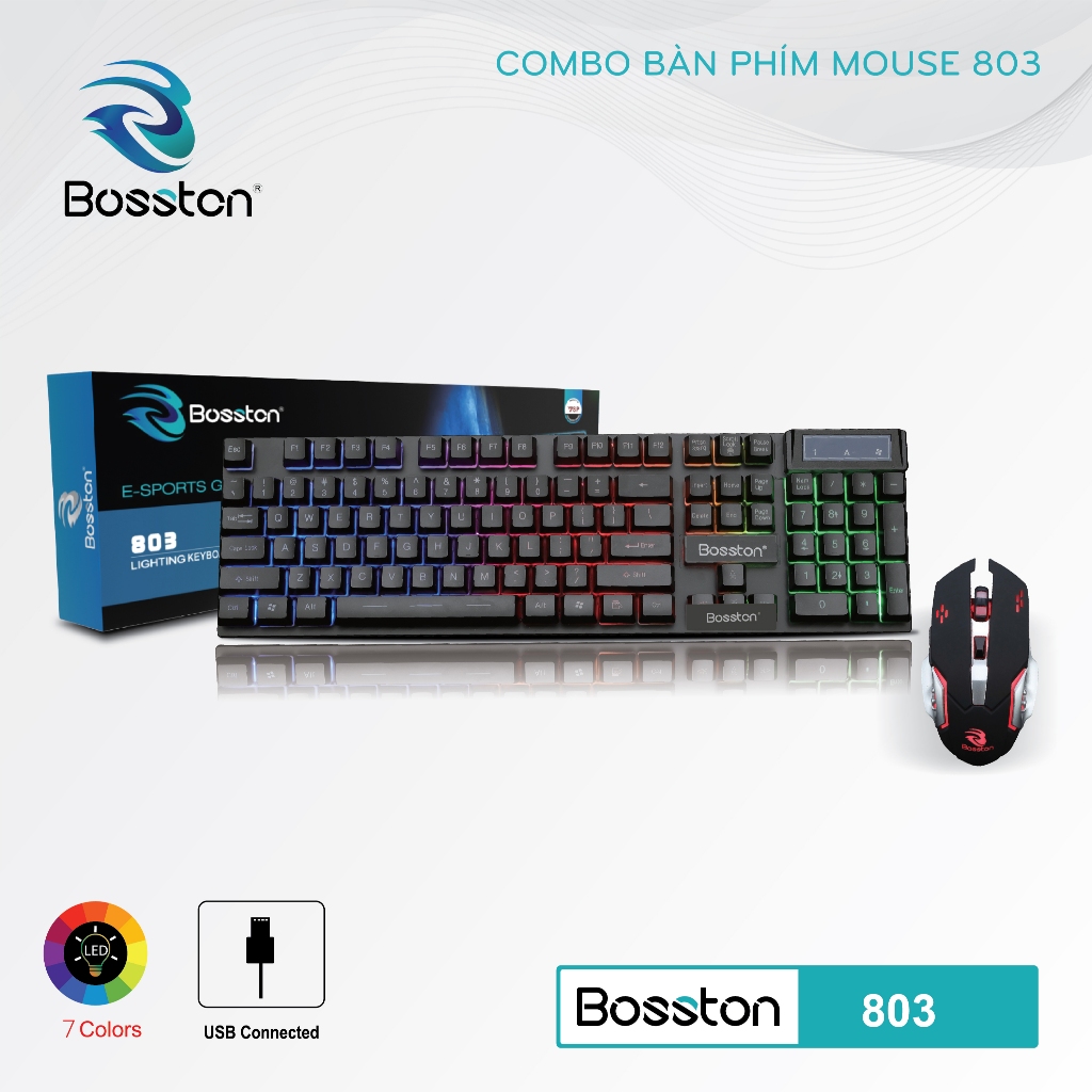 Bộ Bàn Phím Giả Cơ và Chuột Bosston 803 Đèn Led - Hàng Chính Hãng | Shopee Việt Nam