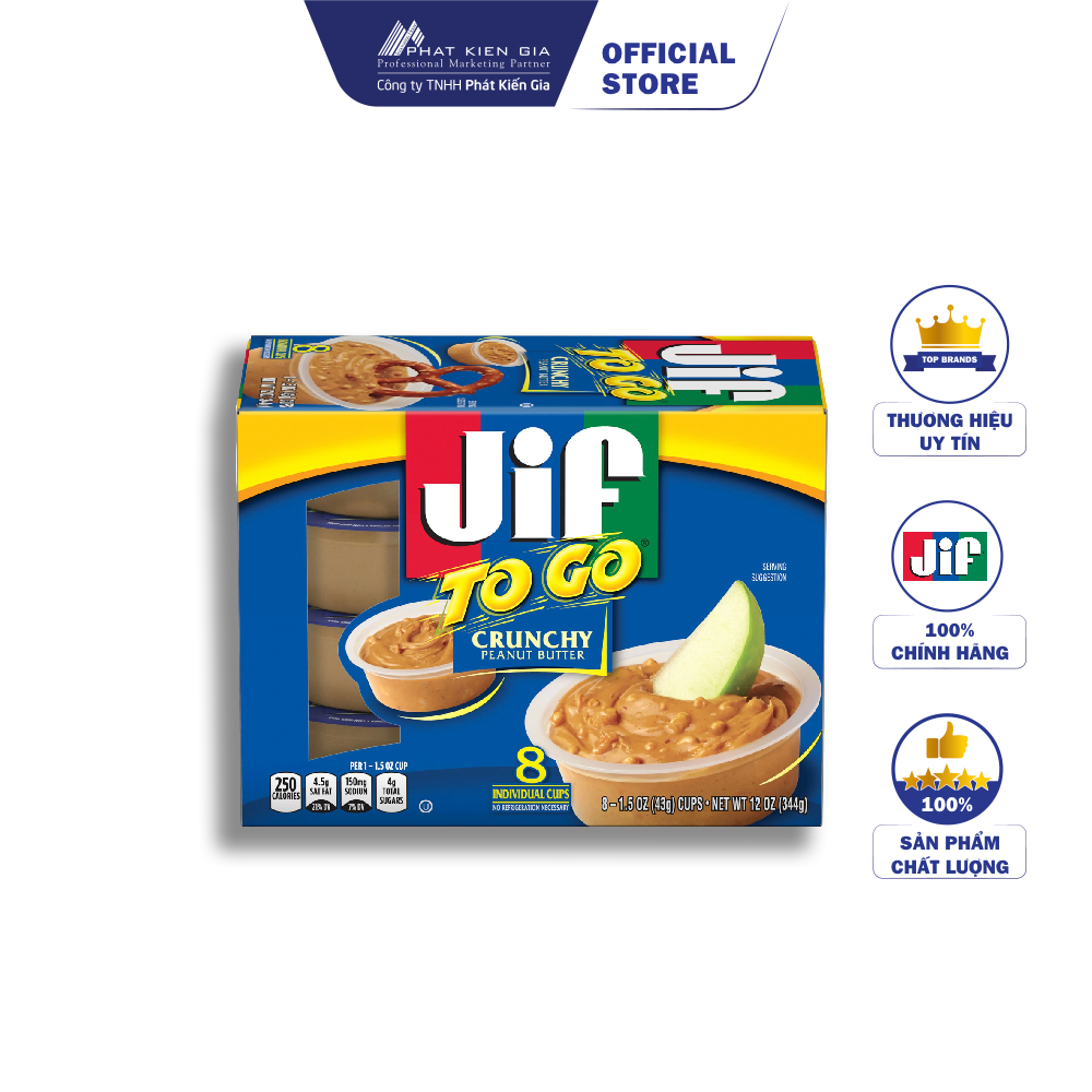 Bơ Đậu Phộng Hạt Jif To Go 344g (8 cốc x 43g), Nhập Khẩu Mỹ | Jif To Go ...