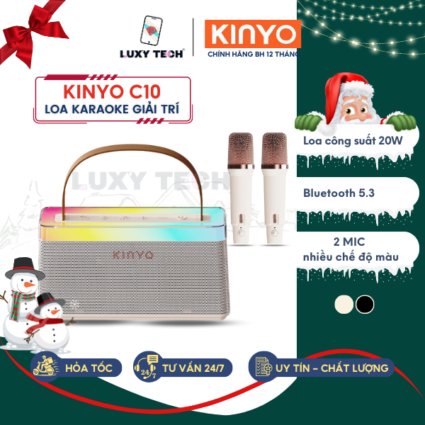 Loa Karaoke Mini KINYO C10 Kèm 2 Mic Nhỏ Gọn, Bluetooth 5.3, Công Suất 20W - BH 12 THÁNG ...