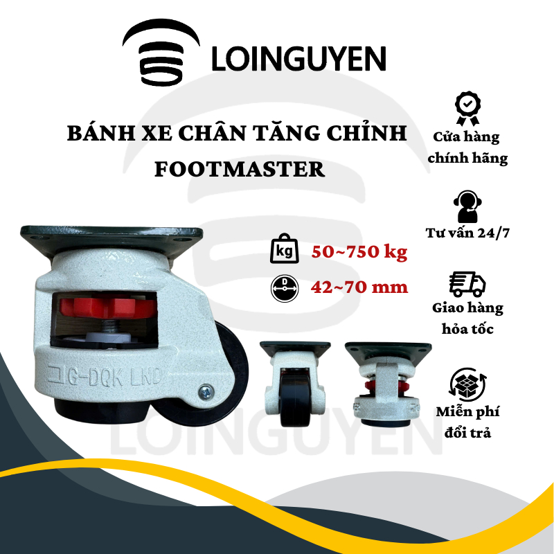 [Bán buôn - bán lẻ] Bánh xe chân tăng chỉnh Footmaster mặt bích GD-F ...