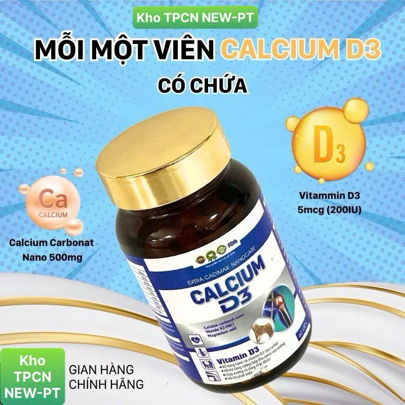 Viên uống tăng chiều cao CALCIUM D3 bổ sung Canxi, giúp tăng chiều cao từ 6-25 tuổi (60v/hộp ...