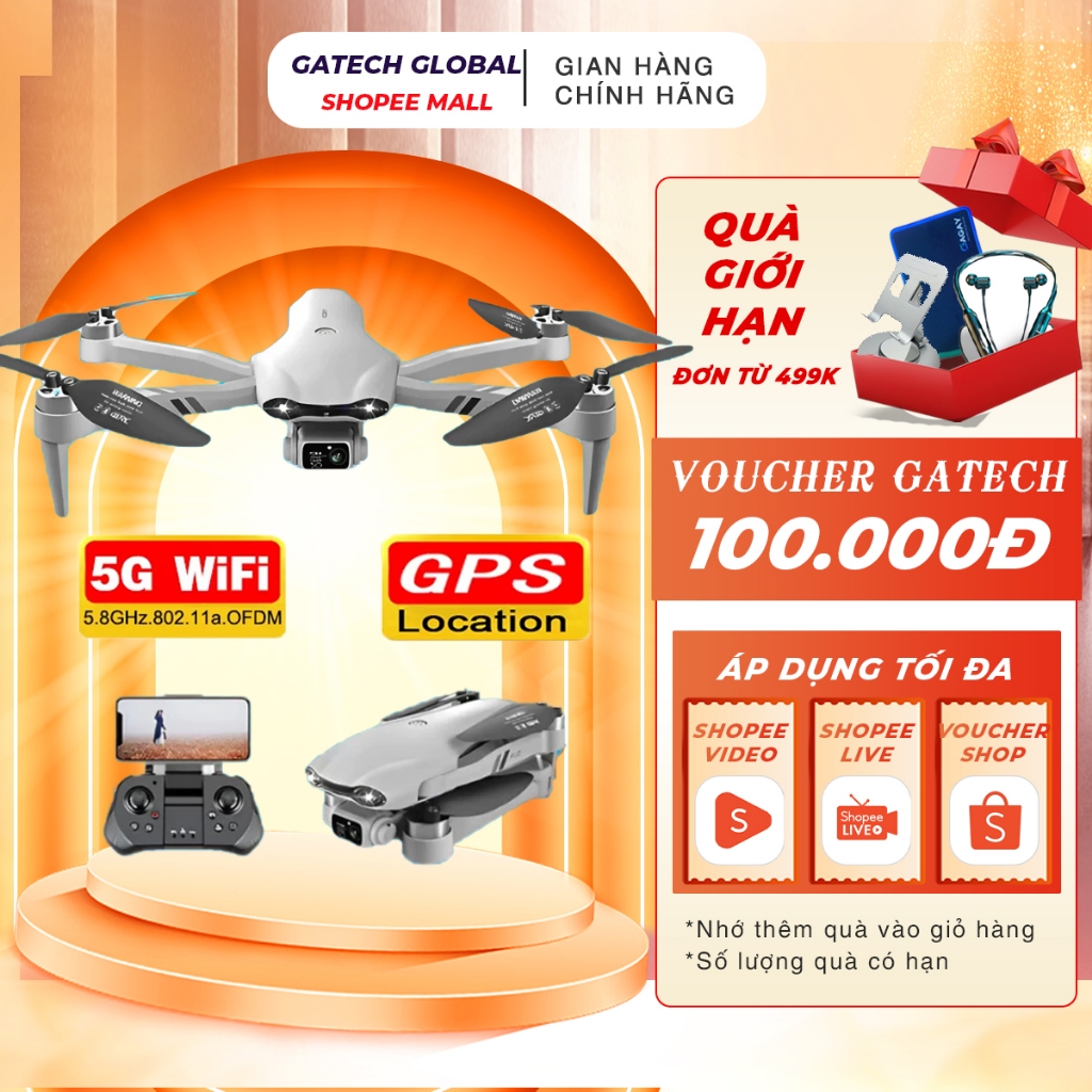 Flycam F10 có GPS, tự bay về flycam mini camera HD, có cảm biến tránh ...