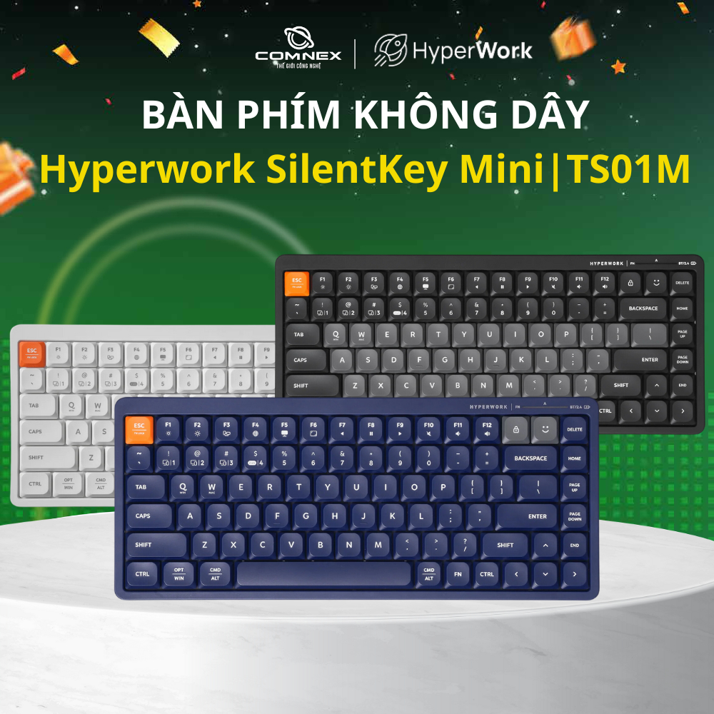 Bàn phím không dây HyperWork SilentKey Mini | TS01M | Shopee Việt Nam