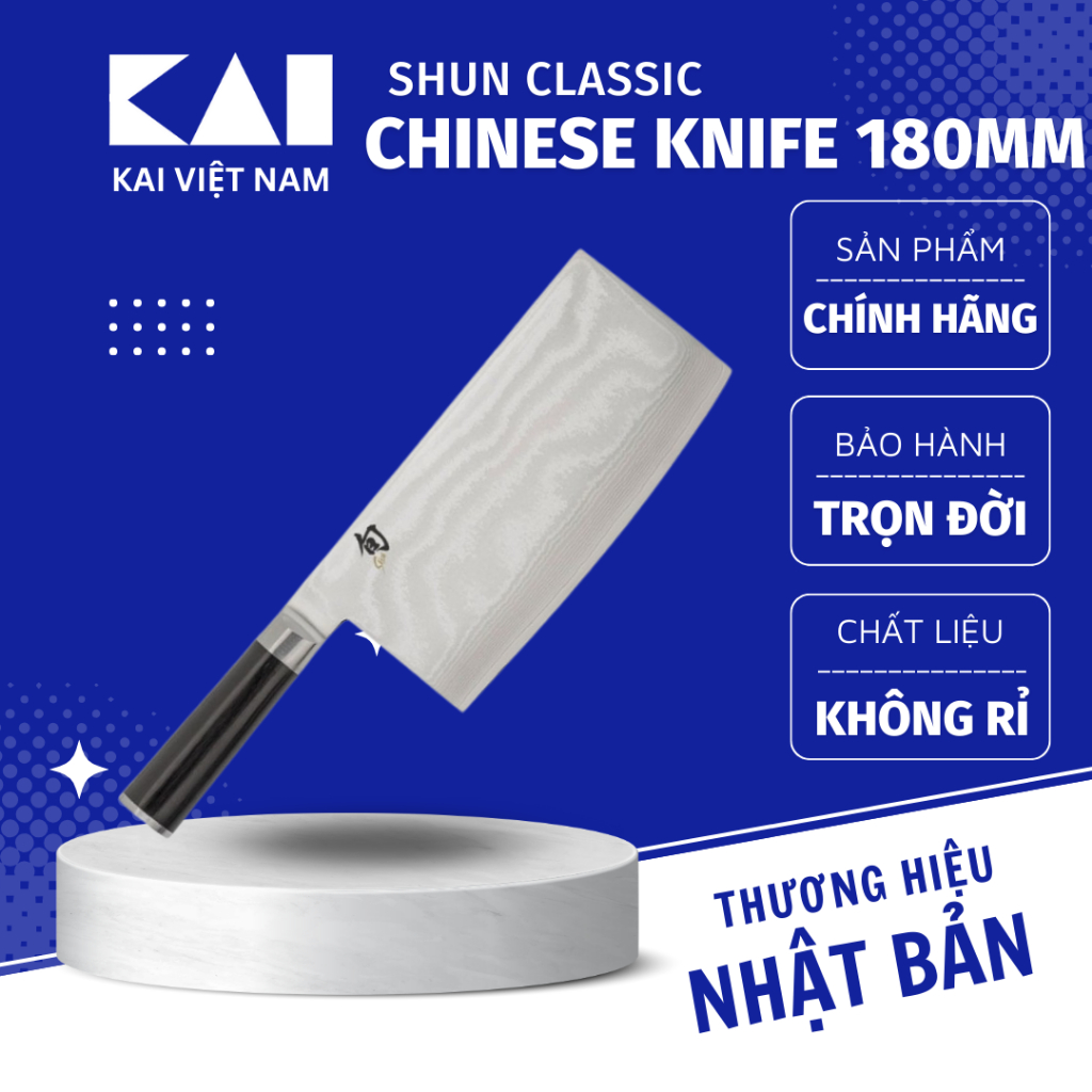 Dao KAI Nhật SHUN CLASSIC CLEAVER 7" dao thái rau củ bản rộng cao cấp ...