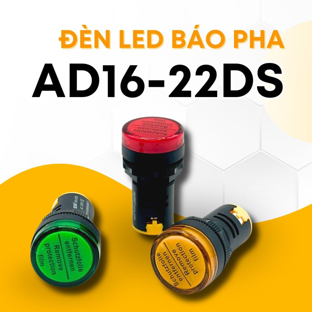 [Đơn tối thiểu 20K] Đèn LED Báo Pha Phi 22 Điện 220VAC, 24VDC, Đèn Báo Pha Lắp Tủ Điện AD16-22DS ...
