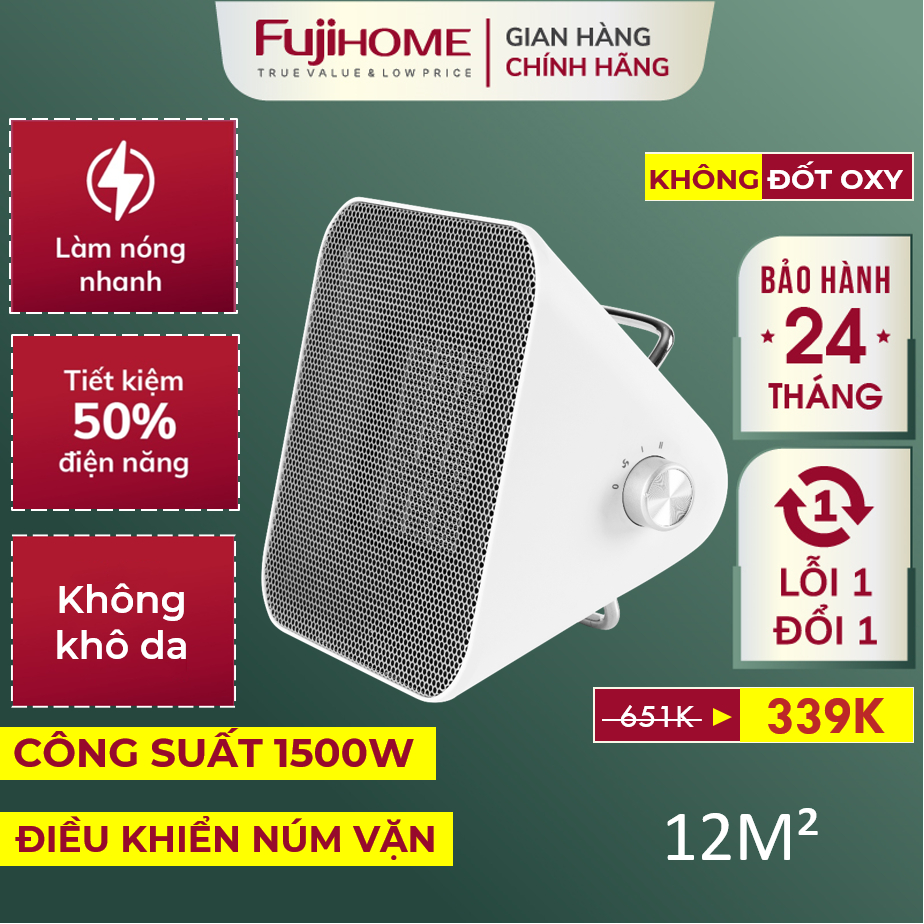 Quạt sưởi gốm Nhập Khẩu FH1100 FUJIHOME không khô da, máy sưởi ấm điện ...
