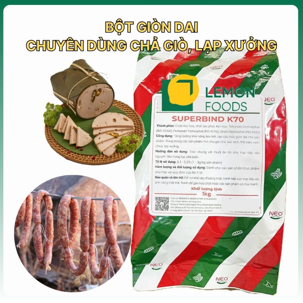 1Kg Bột giòn dai Superbind K70 cải thiện cấu trúc chuyên dùng cho chả lụa, lạp xưởng, bò viên ...