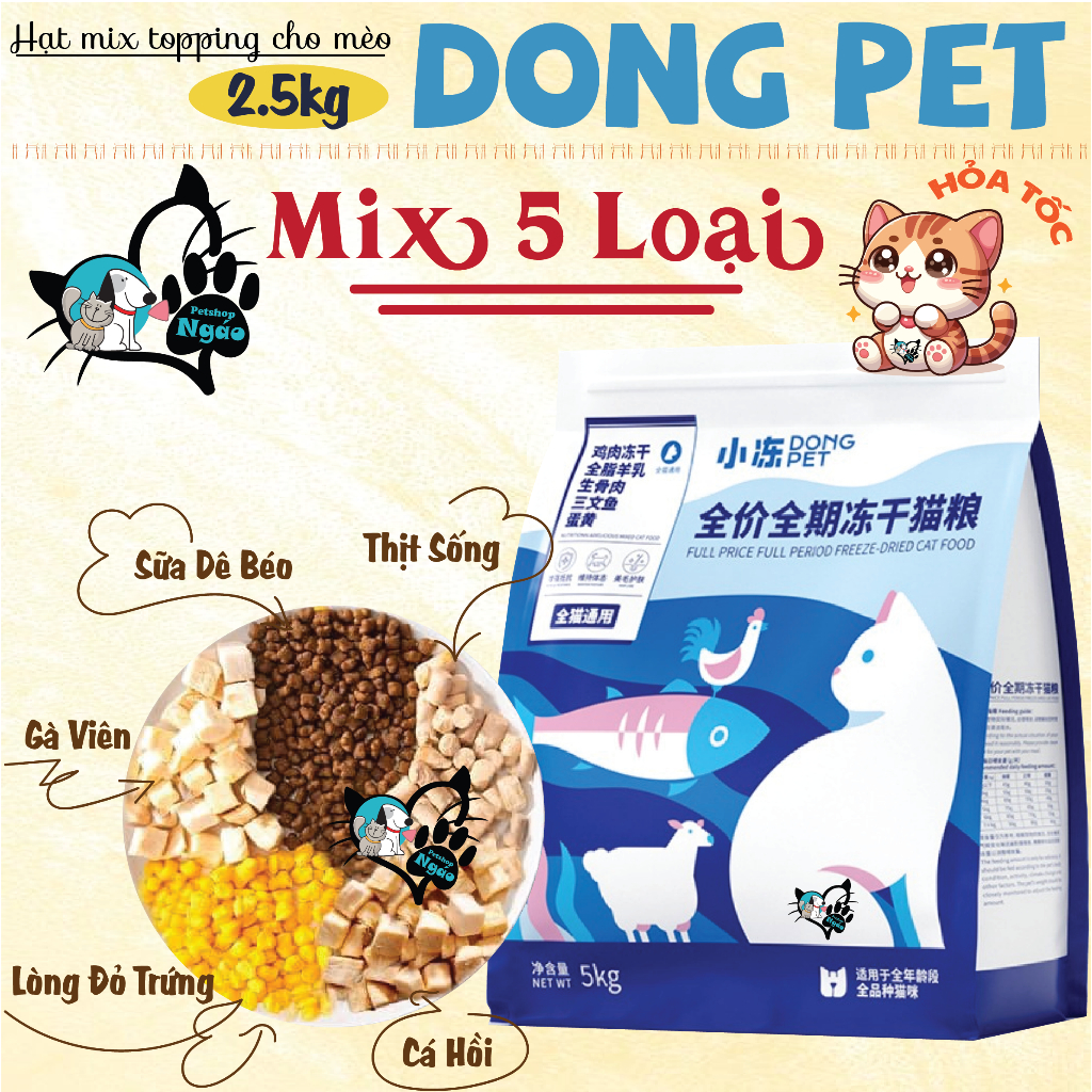 [ 5kg] Hạt mix Topping cho mèo Dong Pet dành cho mèo kén ăn __ DongPet ...