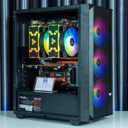 Vỏ Case gaming VSP lưới V3 Coolerplus Eb02 Eb06 Trắng Đen Sẵn 3 Fan Led lắp main dual xeon ...
