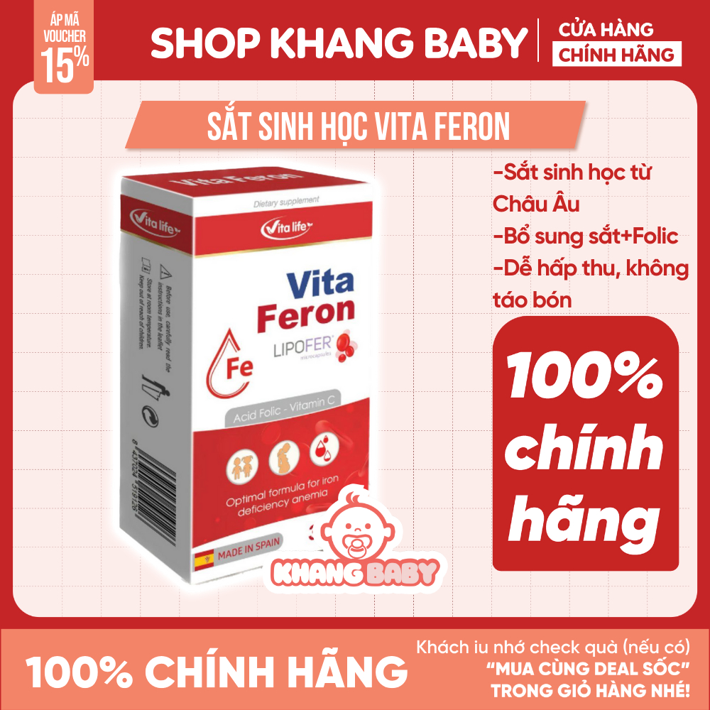 Sắt sinh học Vitalife Vita Feron hộp 30 viên - Shop Khang Baby | Shopee ...