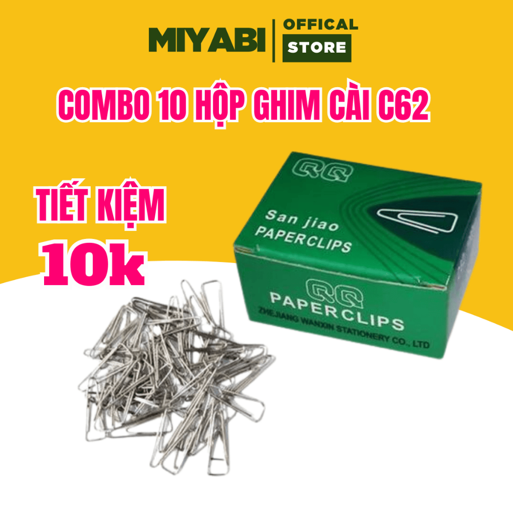 COMBO 10 Hộp ghim cài tam giác C62 kẹp tài liệu văn phòng - MIYABI ...