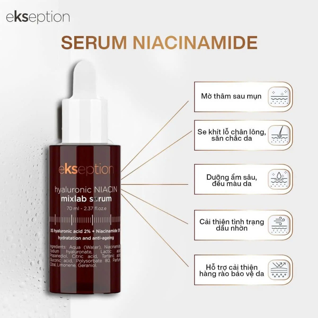Tinh chất dưỡng sáng phục hồi Ekseption Hyaluronic NIACIN Serum ...