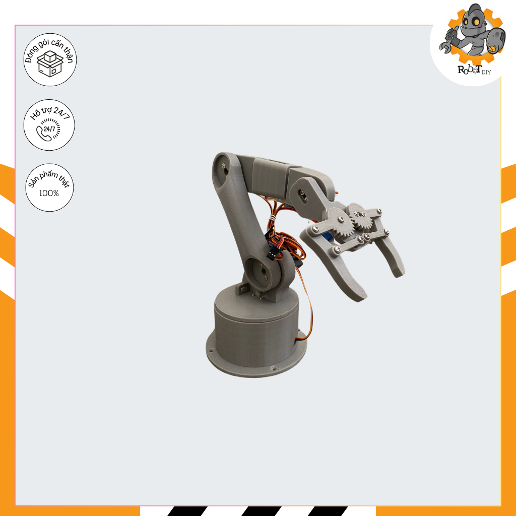 Cánh tay Robot 6 bậc in 3D nhựa PETG cứng cáp, dễ lắp ráp, màu sắc đa ...