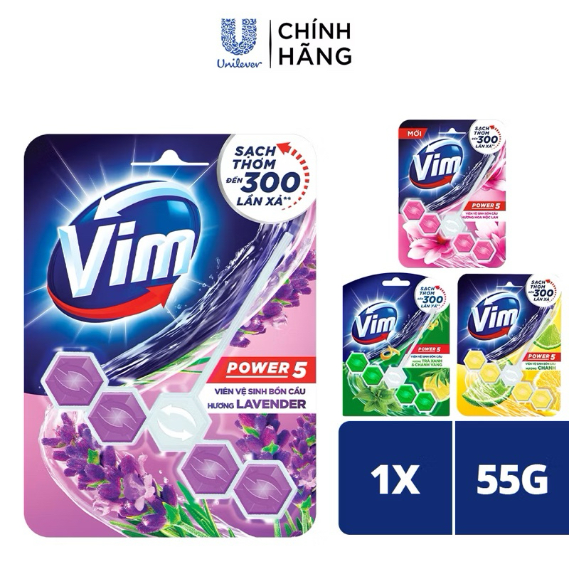 Viên treo bồn cầu VIM POWER 5 sạch khuẩn thơm mát 55G/ viên | Shopee ...