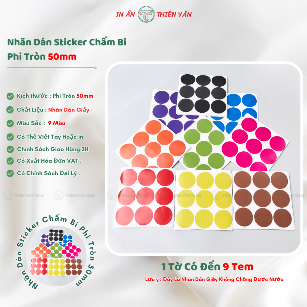 Combo 90 Tem Tròn Chấm Bi, Tem Phân Loại, Tem Đánh Dấu 50mm (5Cm) Nhiều ...