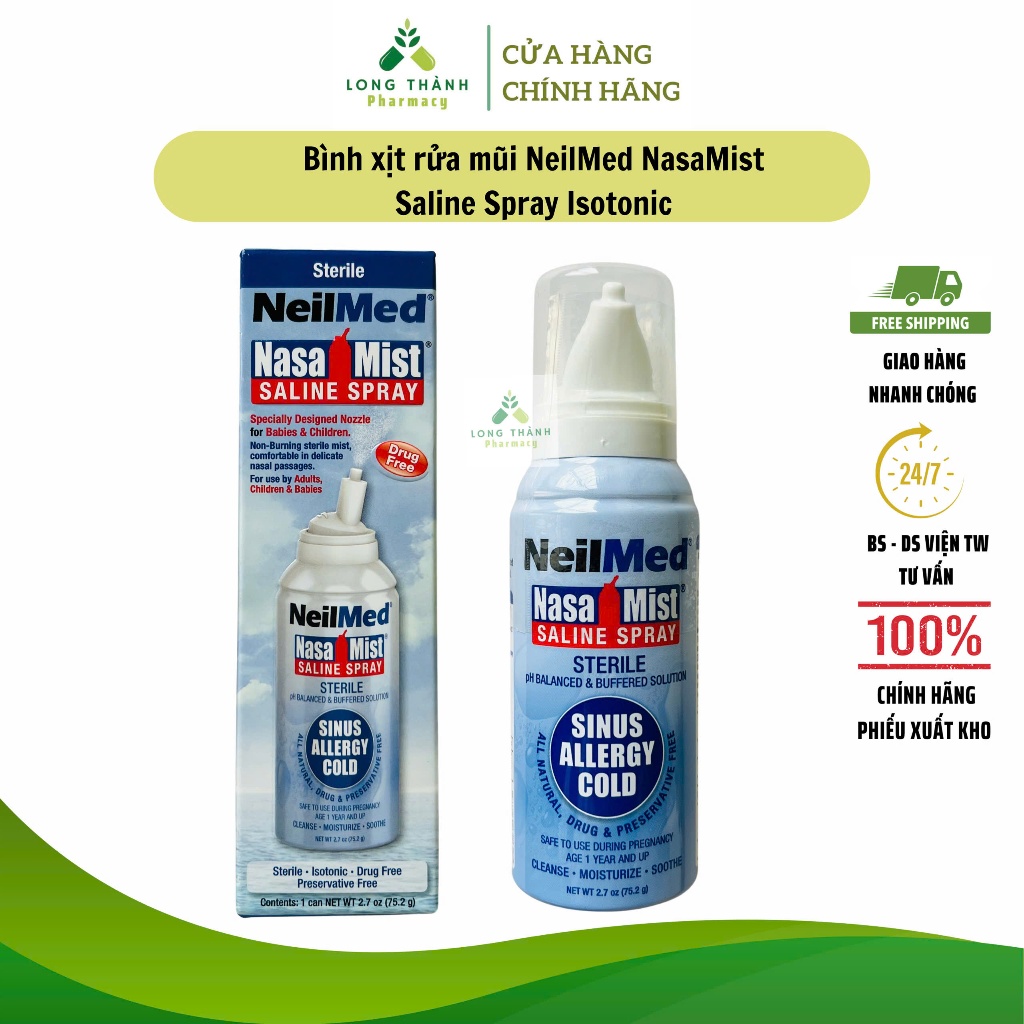 Bình xịt rửa mũi NeilMed NasaMist Saline Spray Isotonic - Bình phun ...