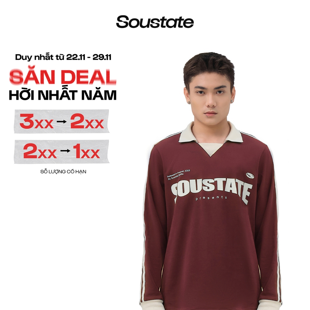 Áo Polo Tay Dài 100% Cotton (Đỏ) - SOUSTATE Chính Hãng | Shopee Việt Nam