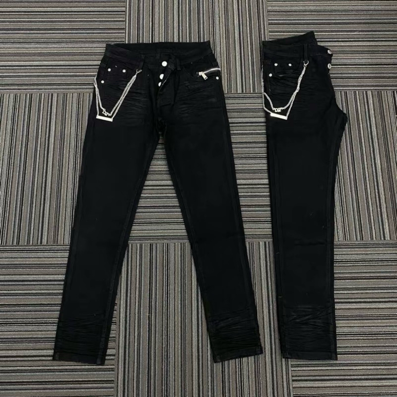 New Quần Jean Đen Trơn Chữ Dsq Phối Xích Ngang Hông Quần Bò Dsq2 Zip Chấm Sơn Thêu Chữ Thời