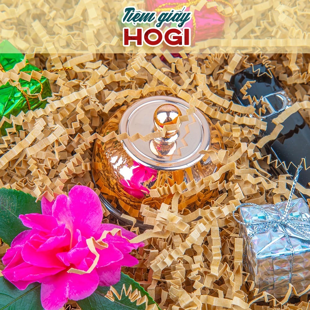 1kg giấy rơm sợi nhún kraft nâu HOGI, giấy lót hộp quà đa năng, trang ...