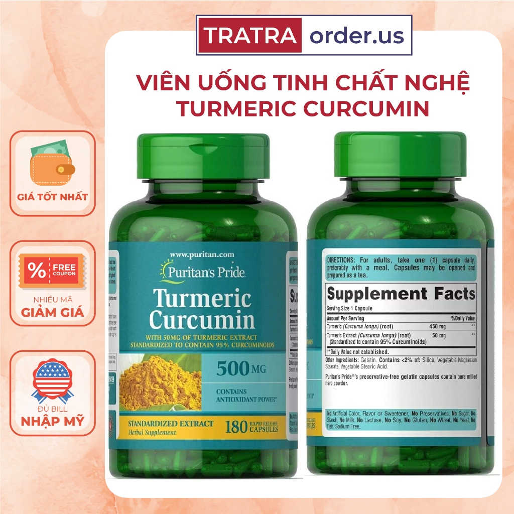 [HŨ LỚN] Tinh chất Nghệ Vàng TURMERIC CURCUMIN PURITAN’S PRIDE 500MG ...