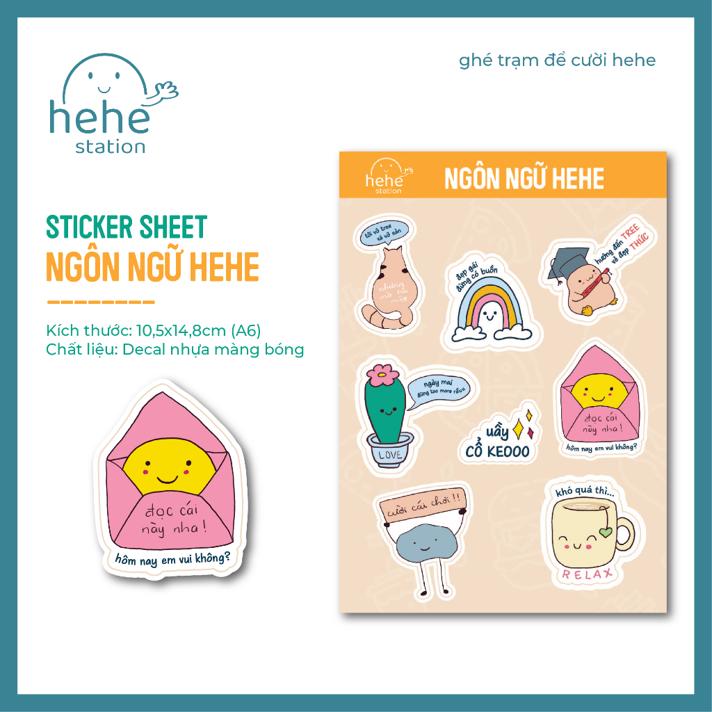 Sticker Sheet NGÔN NGỮ HEHE A6 - HEHE STATION - Sticker dán - cán bóng ...