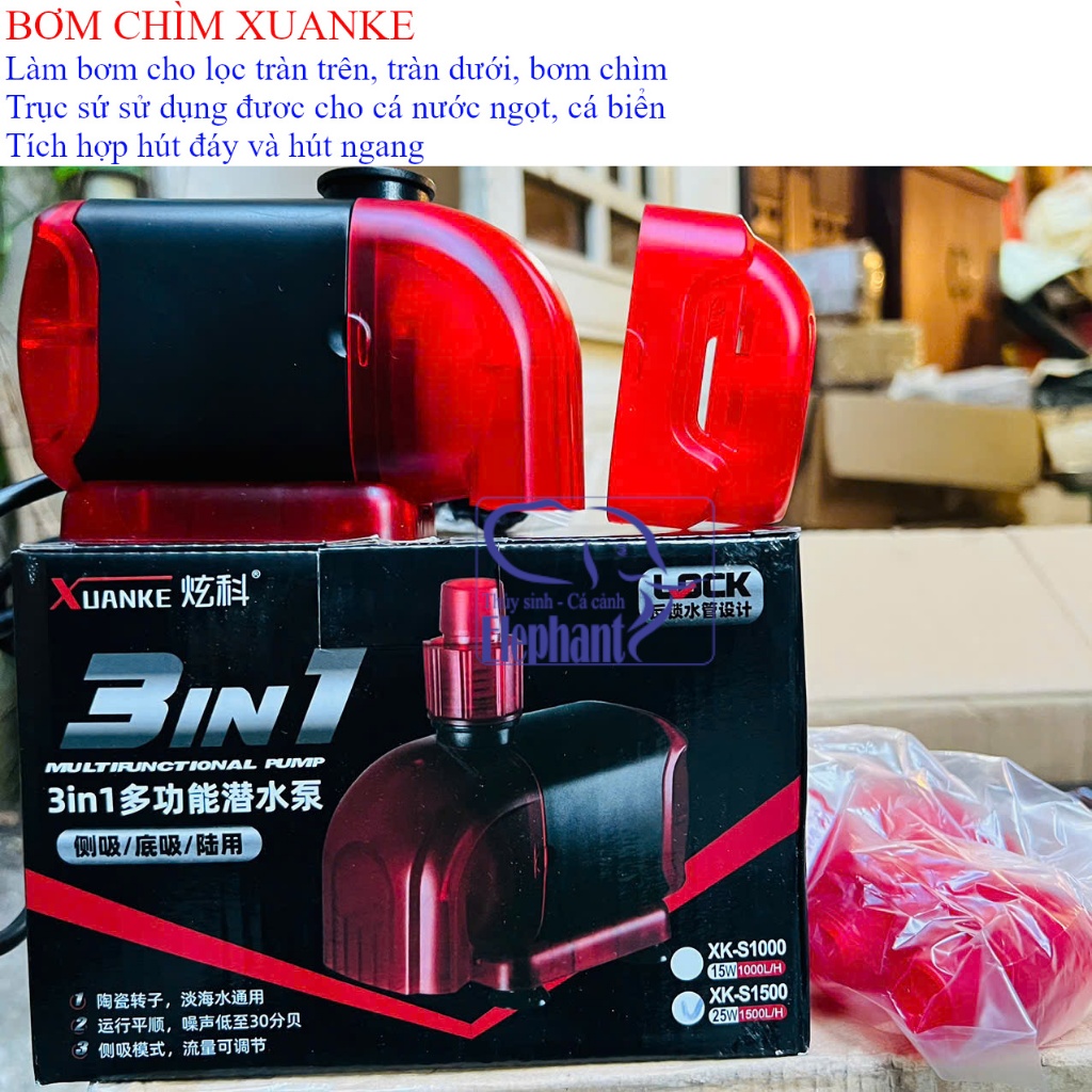 Máy bơm hồ cá XUANKE chuyên dùng cho lọc tràn trên, tràn dưới dấu bơm ...