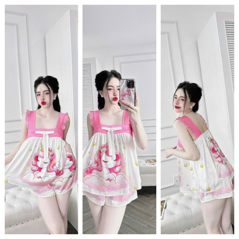 Bộ đồ ngủ,mặc nhà cánh tiên thắt nơ phía trước 40-65kg vừa. | Shopee Việt Nam