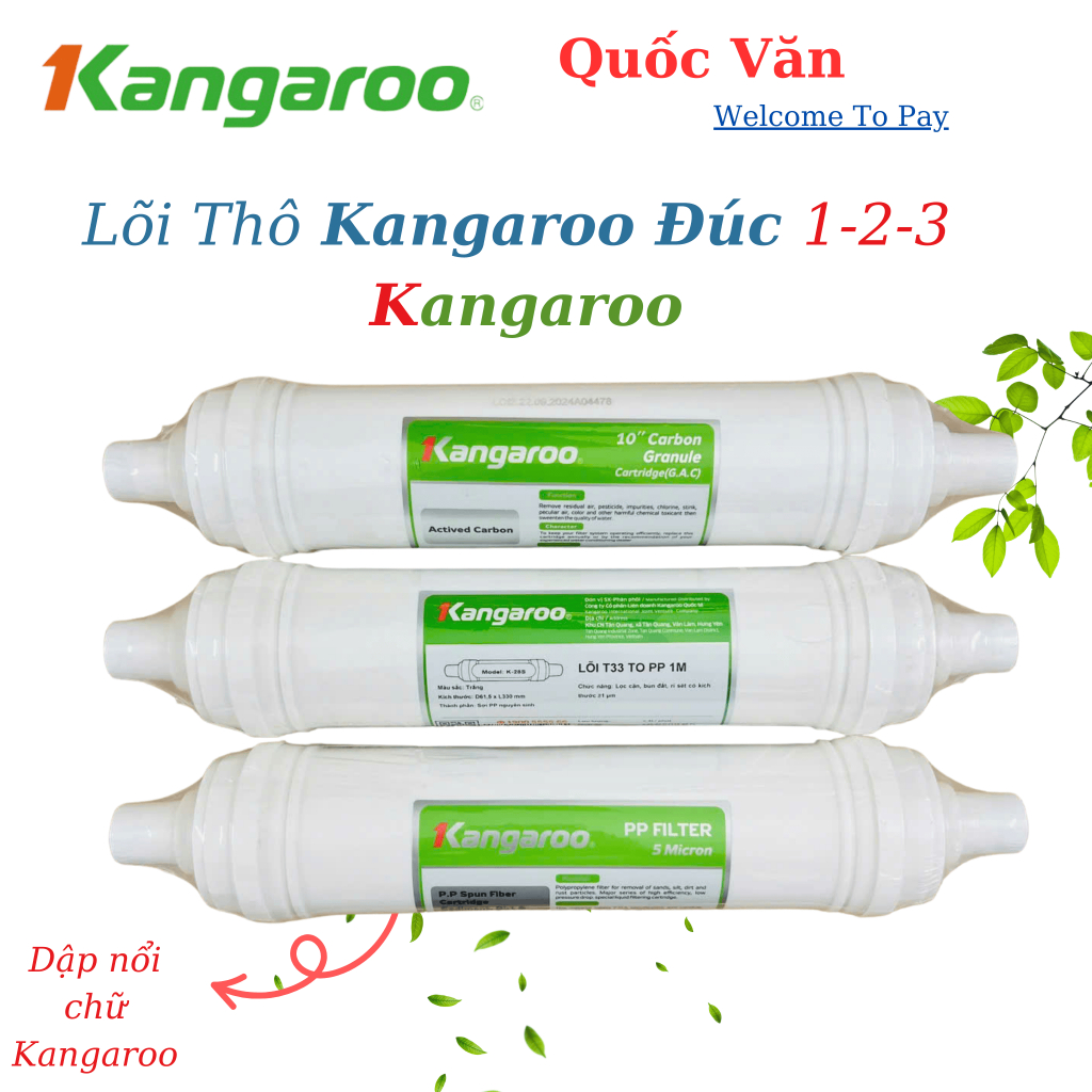 Bộ 3 lõi lọc thô 123 đúc Kangaroo HK dùng cho các máy KG100HK, KG10A5, KG10A4, KG10A17, KG10A13 ...