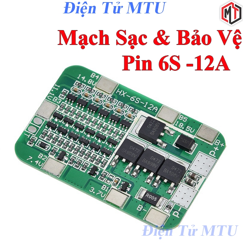 Mạch 6S 24V 12A, sạc và bảo vệ pin Li-ion 3.7V, 6 cell nối tiếp ...
