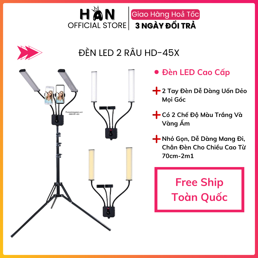 Đèn LED 2 Râu | Đèn LED 2 Nhánh Dùng Phun Xăm, Đèn Tattoo, Đèn Nặn Mụn ...