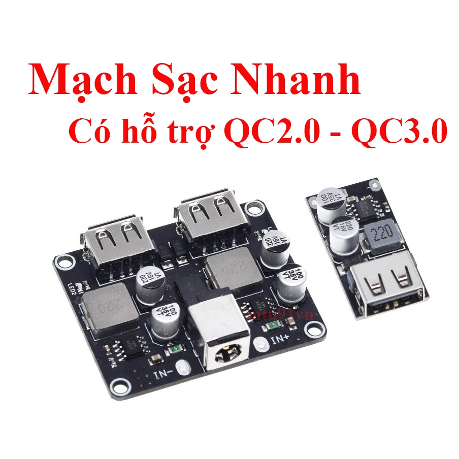 Mạch Sạc Nhanh Hỗ Trợ QC2.0 - QC3.0 (Mạch BUCK 10-32VDC ra cổng USB 5V ...