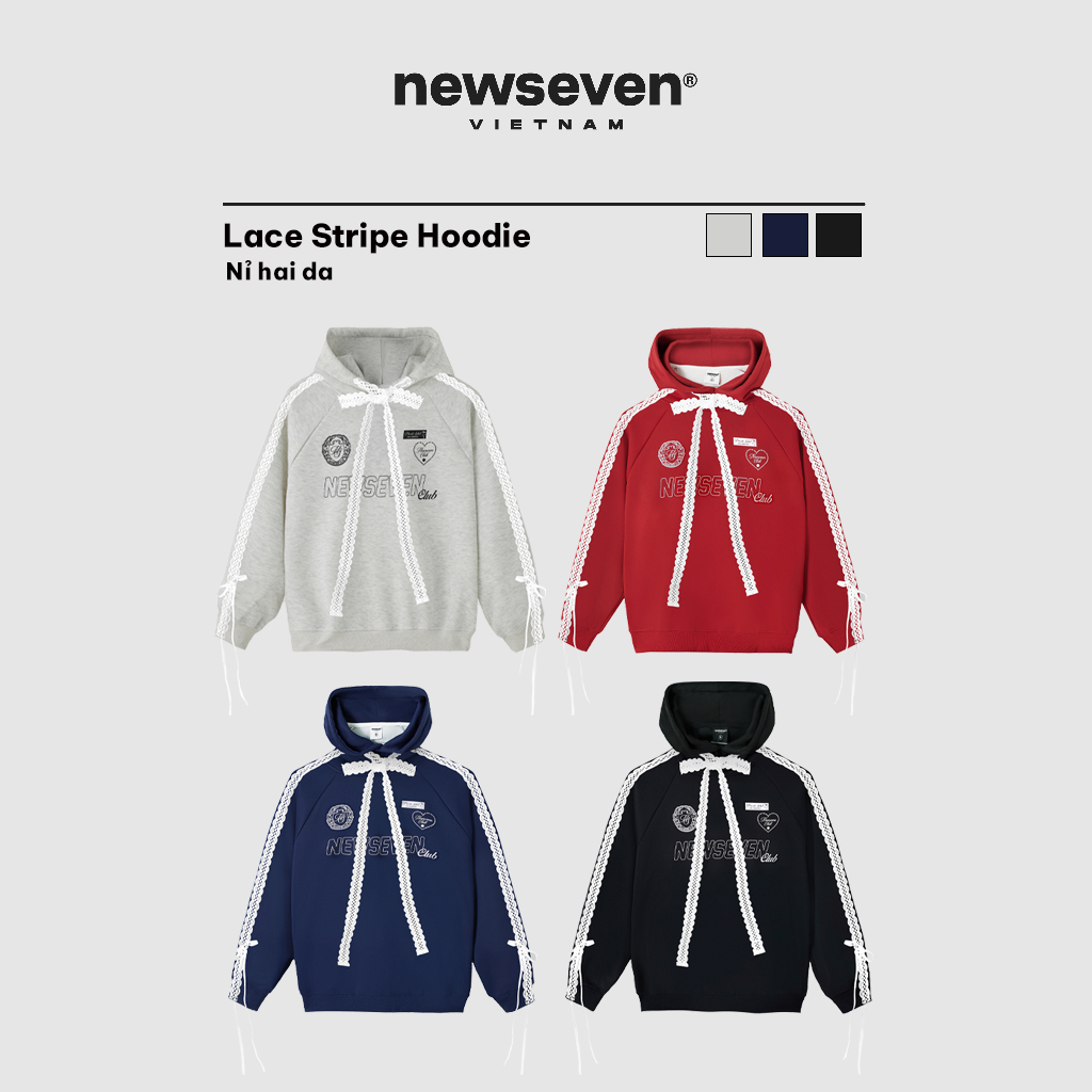 Áo Hoodie Nỉ Đính Ren NEWSEVEN Lace Stripe Hoodie HD.411 | Shopee Việt Nam