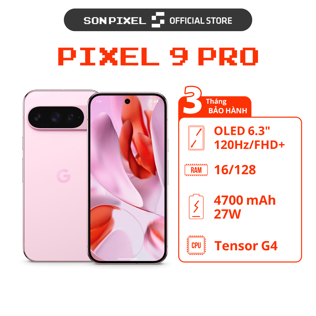 Điện thoại Google Pixel 9 Pro, Chip Google Tensor G4, RAM 16/128GB, Hỗ Trợ AI Đỉnh Cao. SonPixel ...