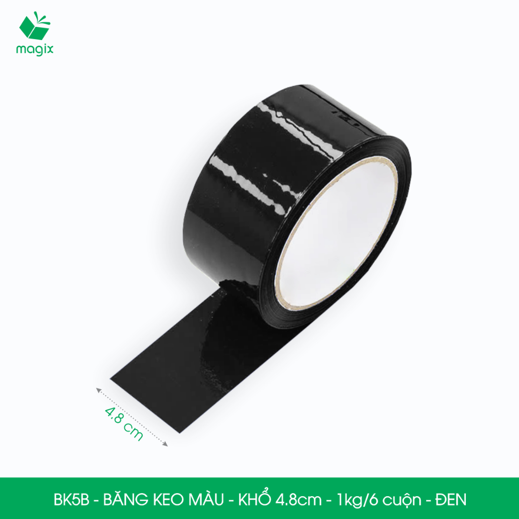 BK5B - 3 cuộn băng keo màu khổ 4.8cm loại 1kg/6 cuộn - Đen - Băng keo, băng dính đóng hàng ...