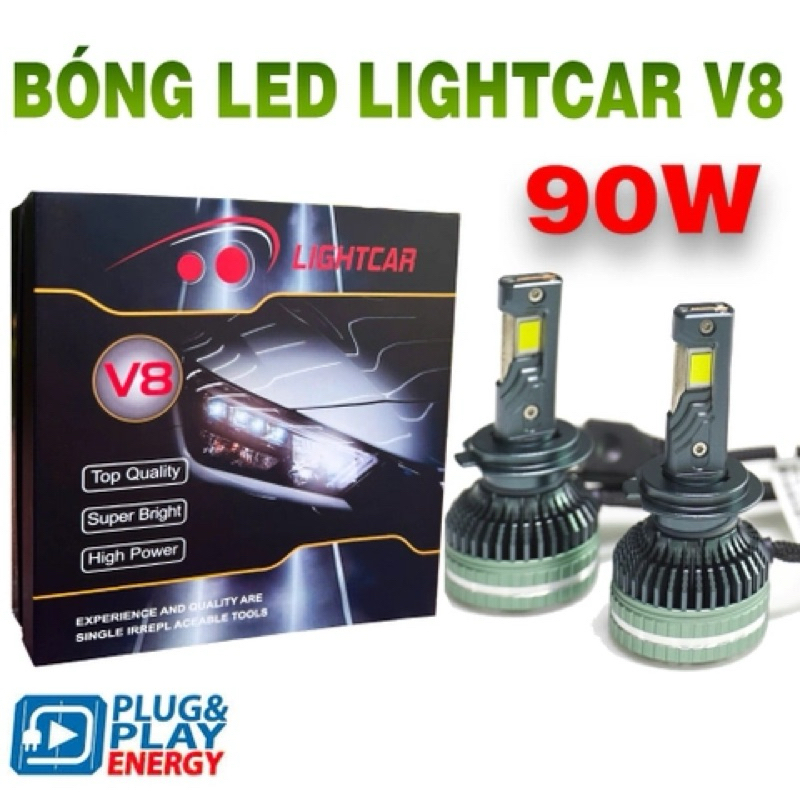 Bóng LED LIGHTCAR V8 90W Siêu Pha | Đủ Các Chân Bóng: V8- H4, H7,H11,HB3-9005,HB4-9006,9012 ...
