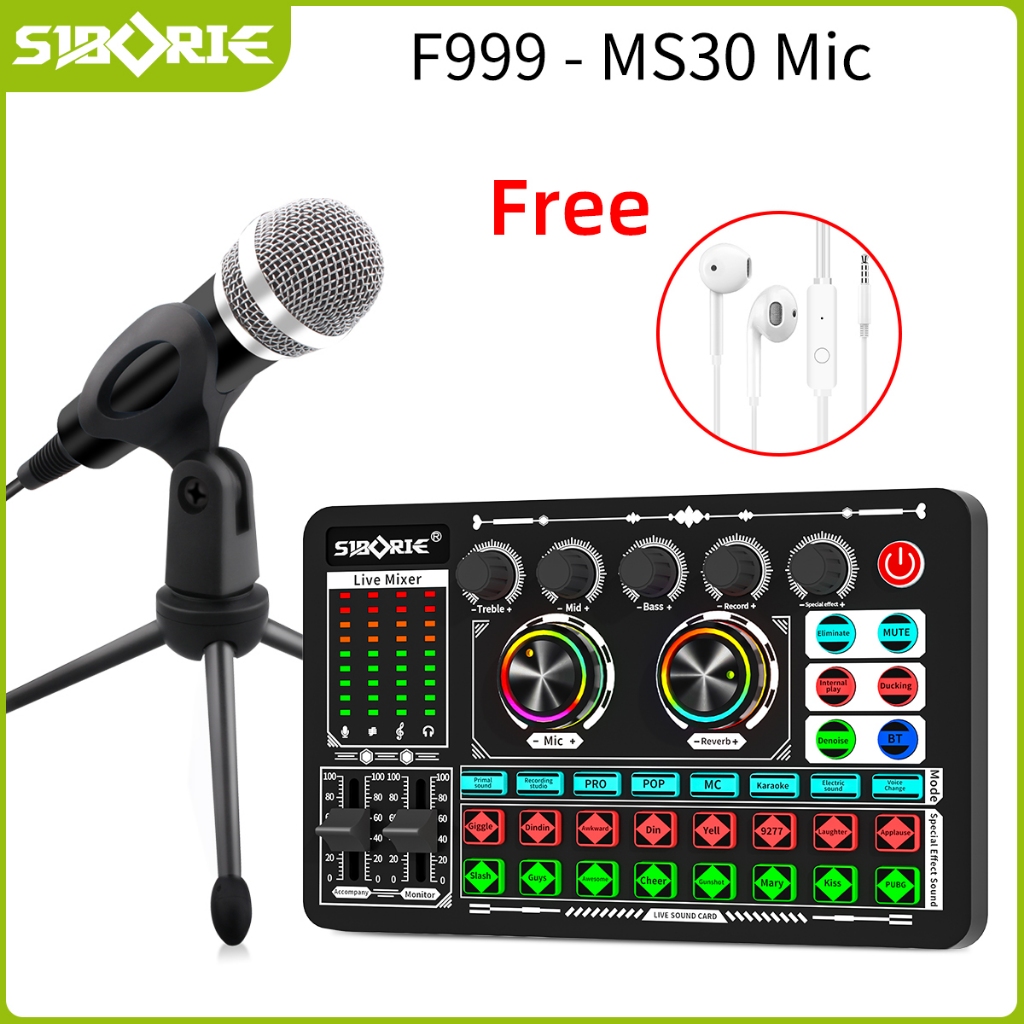 [SIBORIE] Sound Card F999 -Mic MS30 - tai nghe , 3 trong 1 Livestream ...