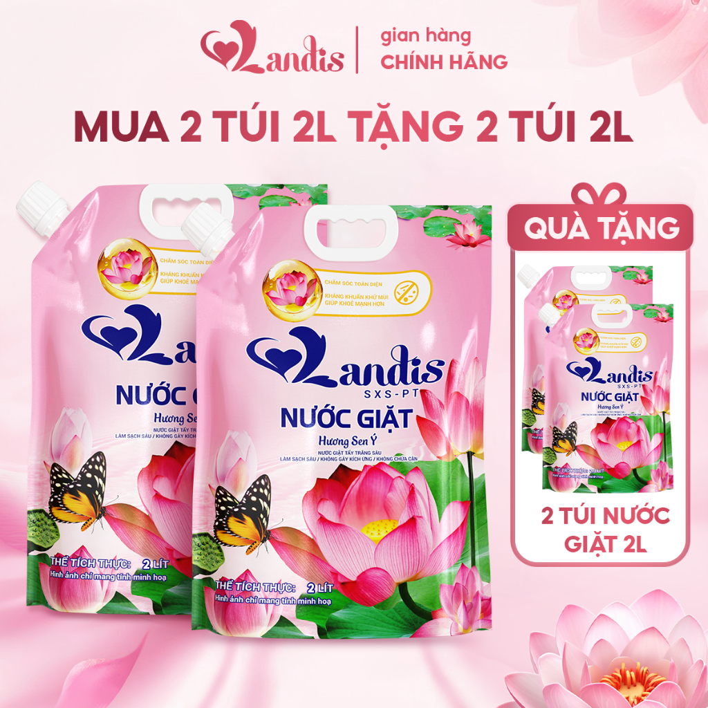 [MUA 2 TẶNG 2] Combo 2 Nước Giặt Xả Landis 2L Lưu Hương Lâu, Dịu nhẹ ...